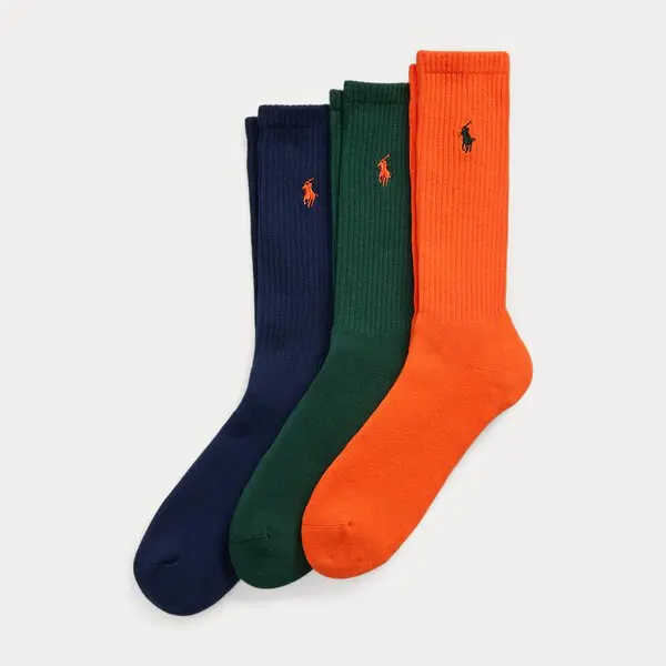 Ralph Lauren Cotton-blend Crew Socks 3 Pack - Orange