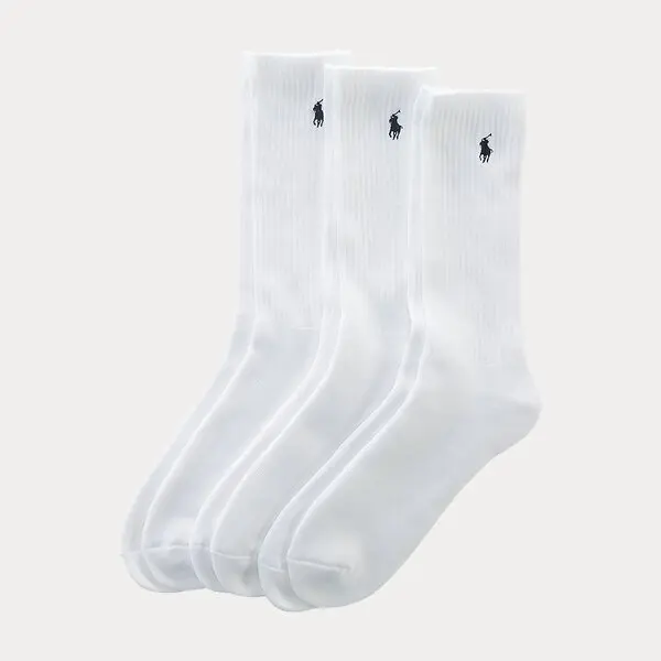 Ralph Lauren Cotton-blend Crew Socks 3 Pack - White