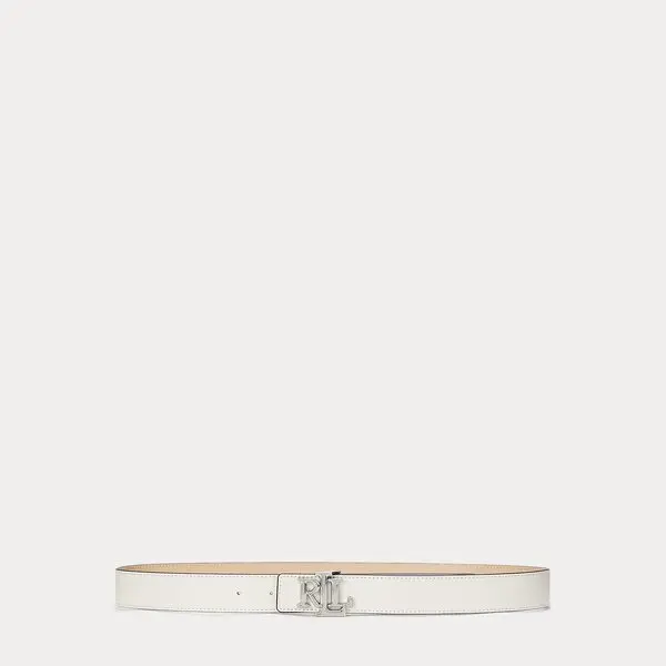 Ralph Lauren Logo Reversible Leather Belt - Soft White / Sand Dune