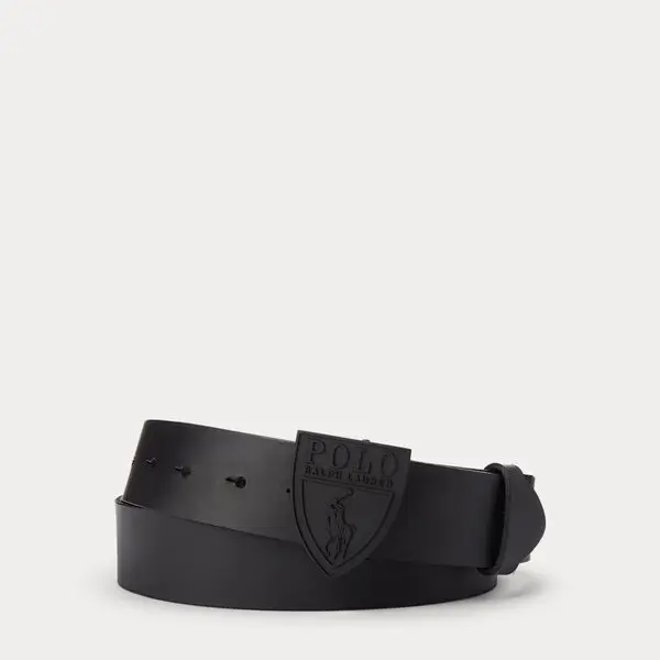 Ralph Lauren Shield-buckle Leather Belt - Black