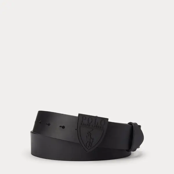 Ralph Lauren Shield Buckle Leather Belt - Black