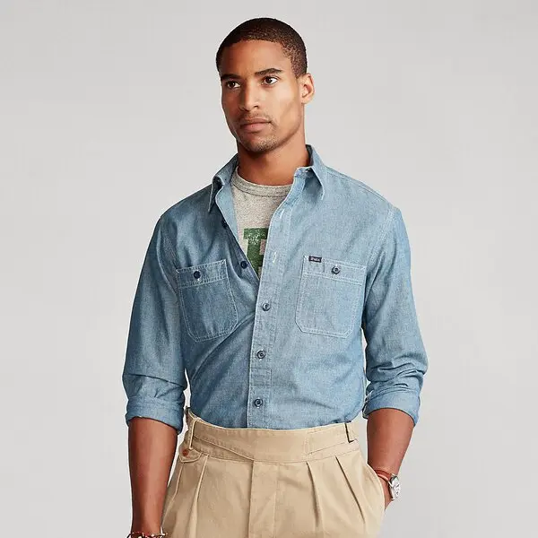 Ralph Lauren Classic Fit Chambray Workshirt - Dark Indigo