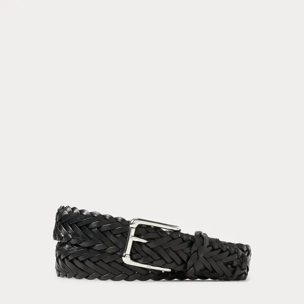 Ralph Lauren Braided Full-grain Leather Belt - Black