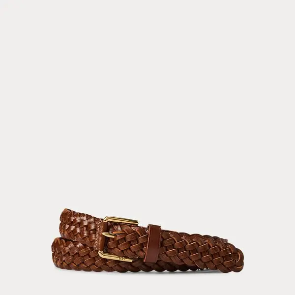 Ralph Lauren Braided Leather Belt - Rl Gold