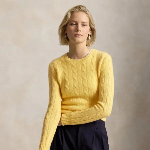Ralph Lauren Iconic Cable-knit Cashmere Sweater - Fall Yellow