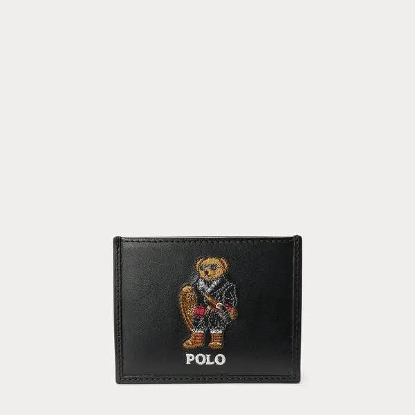 Ralph Lauren Polo Bear Leather Card Case - Black