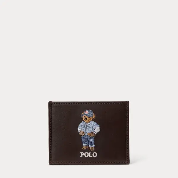 Ralph Lauren Polo Bear Leather Card Case - Dark Brown