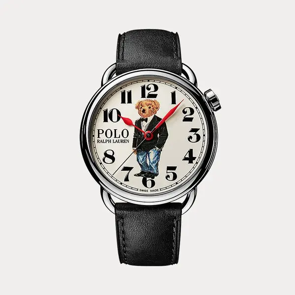 Ralph Lauren 42 Mm Tuxedo Polo Bear Watch - White Dial