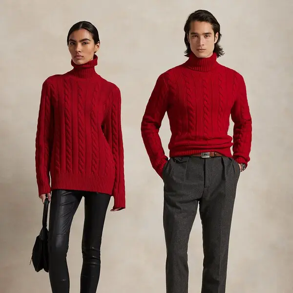 Ralph Lauren Cable-knit Wool-cashmere Sweater - Park Ave Red