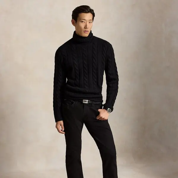 Ralph Lauren Cable-knit Wool-cashmere Sweater - Polo Black