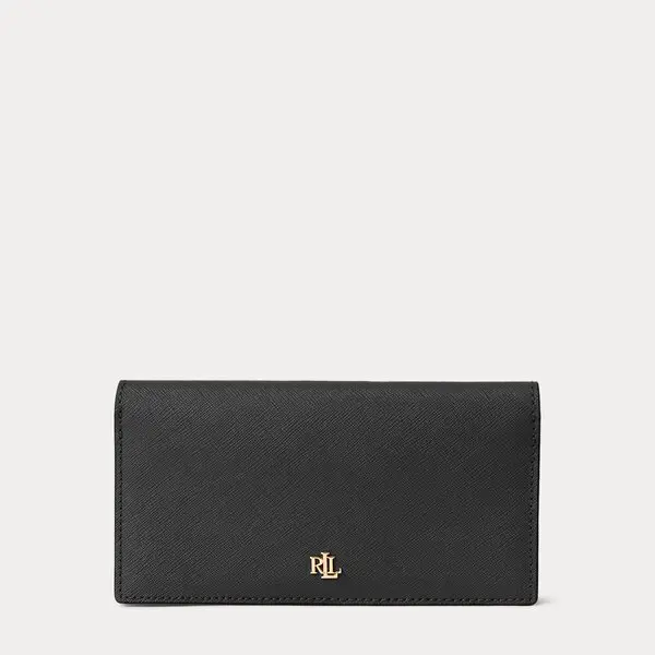 Ralph Lauren Crosshatch Leather Slim Wallet - Black