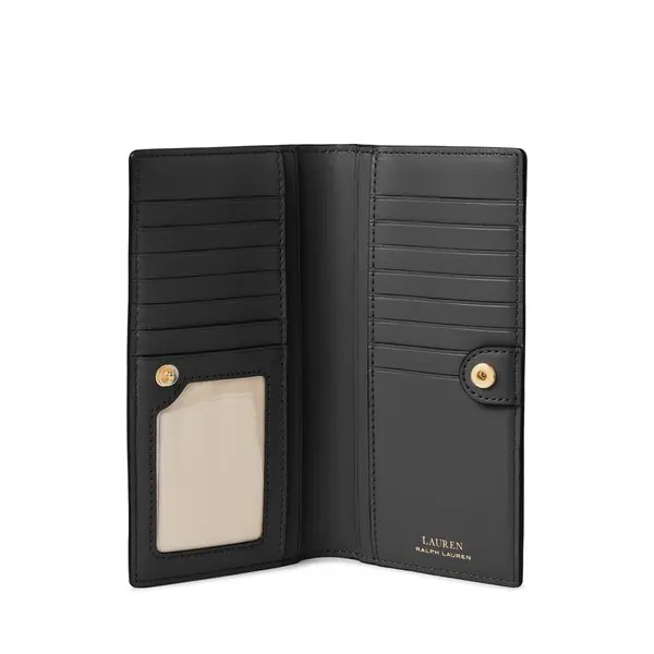 Ralph Lauren Crosshatch Leather Slim Wallet - Black