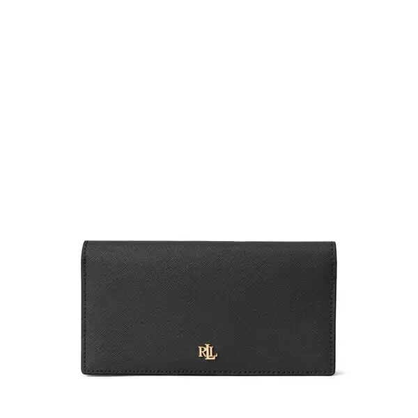 Ralph Lauren Crosshatch Leather Slim Wallet - Black
