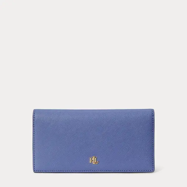 Ralph Lauren Crosshatch Leather Slim Wallet - Carson Blue
