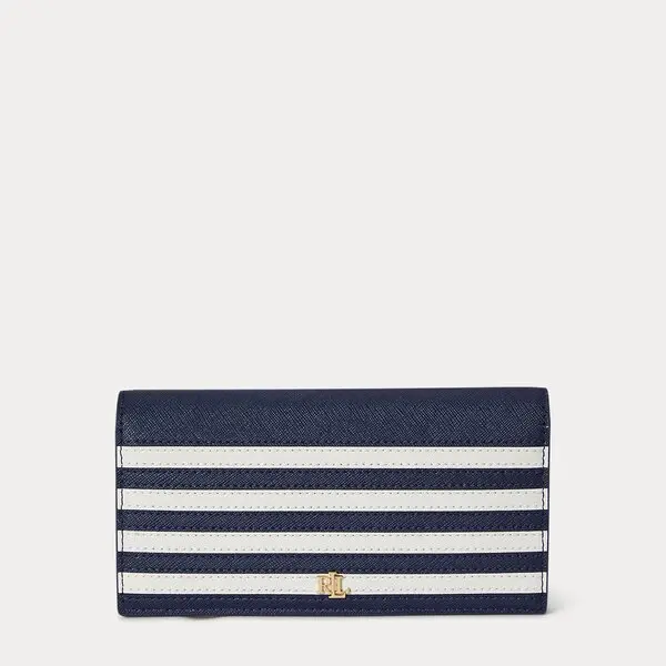 Ralph Lauren Crosshatch Leather Slim Wallet - Refined Navy/soft White
