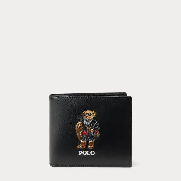 Ralph Lauren Polo Bear Leather Billfold Wallet - Black