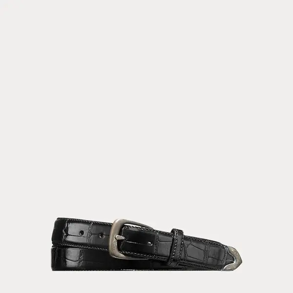 Ralph Lauren Sterling-tipped Alligator Belt - Black