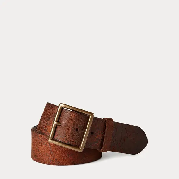 Ralph Lauren Distressed Leather Belt - Distressed Tan