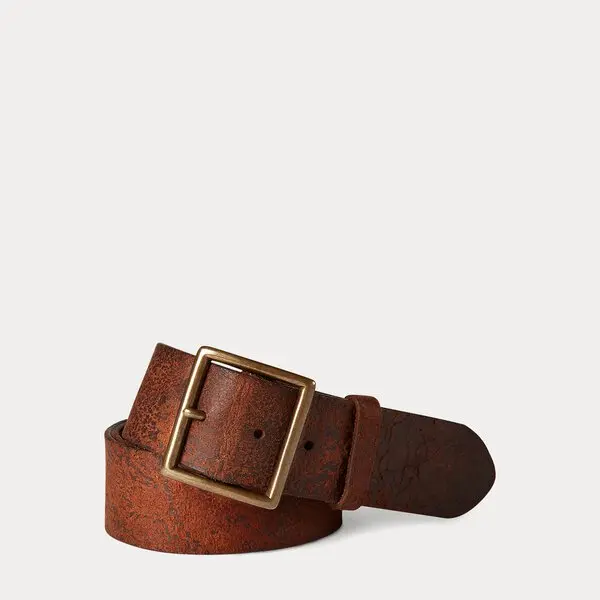 Ralph Lauren Distressed Leather Belt - Distressed Tan