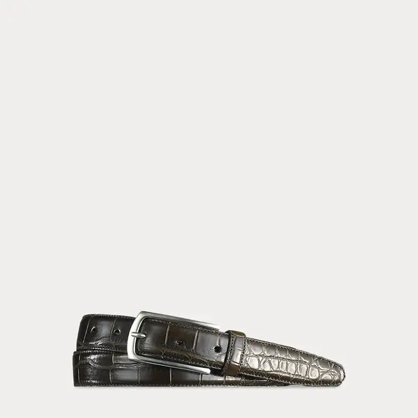 Ralph Lauren Alligator Belt With Sterling Buckle - Brown