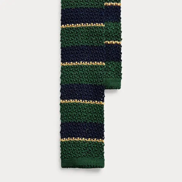 Ralph Lauren Striped Knit Tie - Green/navy/gold