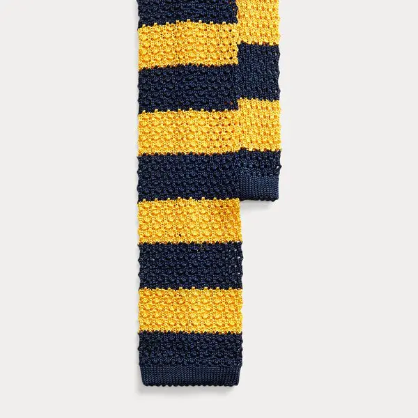 Ralph Lauren Striped Knit Tie - Navy/gold