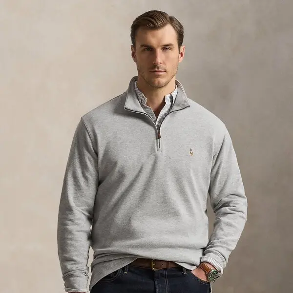 Ralph Lauren Estate-rib Quarter-zip Pullover - Andover Heather