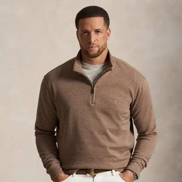 Ralph Lauren Estate-rib Quarter-zip Pullover - Brown Heather