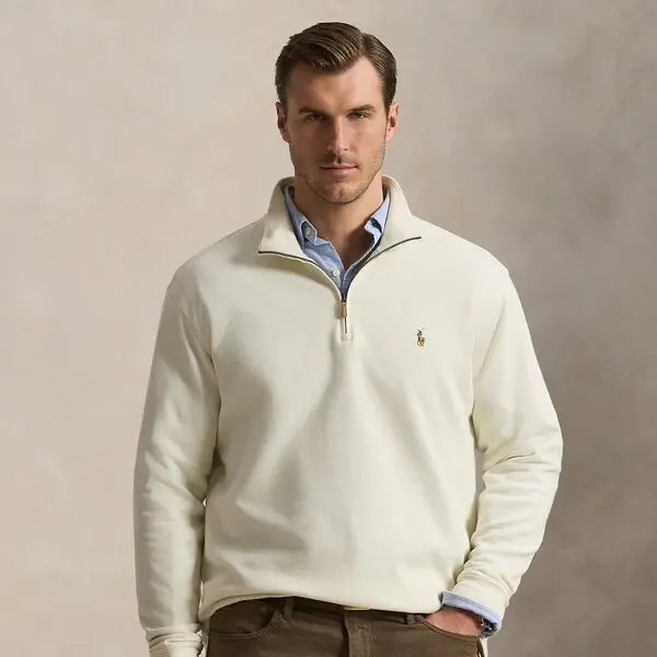 Ralph Lauren Estate-rib Quarter-zip Pullover - Parchment Cream