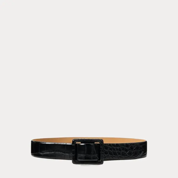 Ralph Lauren Trench Buckle Alligator Belt - Black