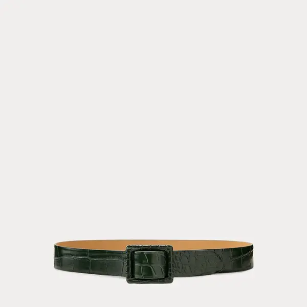 Ralph Lauren Trench Buckle Alligator Belt - Regent Green