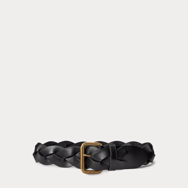 Ralph Lauren Braided Vachetta Leather Belt - Black