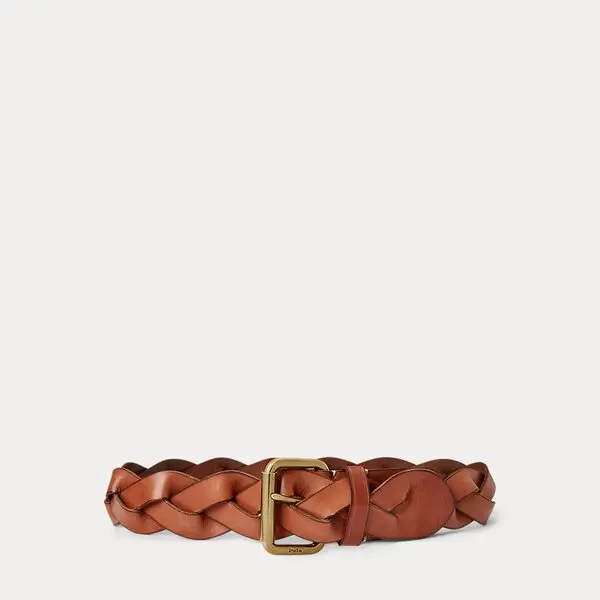 Ralph Lauren Braided Vachetta Leather Belt - Tan