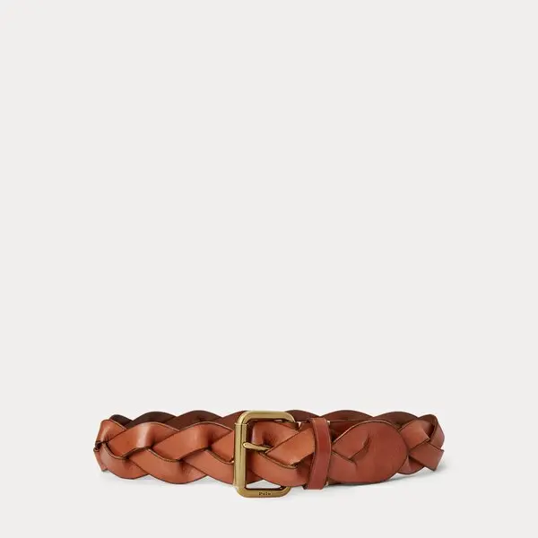 Ralph Lauren Braided Vachetta Leather Belt - Tan