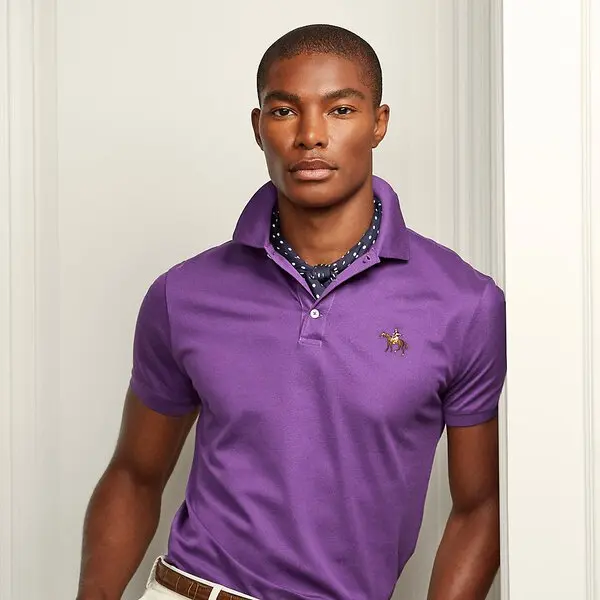 Ralph Lauren Custom Slim Fit Piqué Polo Shirt - Bright Purple