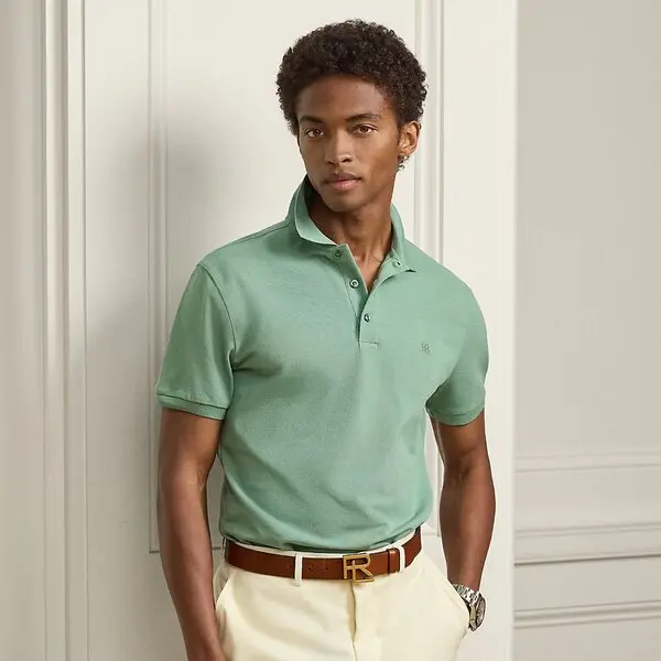Ralph Lauren Custom Slim Fit Piqué Polo Shirt - Feldspar Green