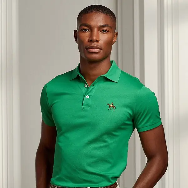 Ralph Lauren Custom Slim Fit Piqué Polo Shirt - Nautical Green