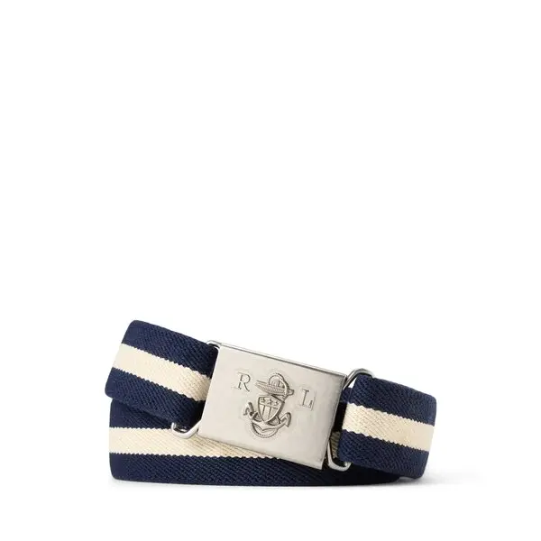Ralph Lauren Anchor-buckle Striped Belt