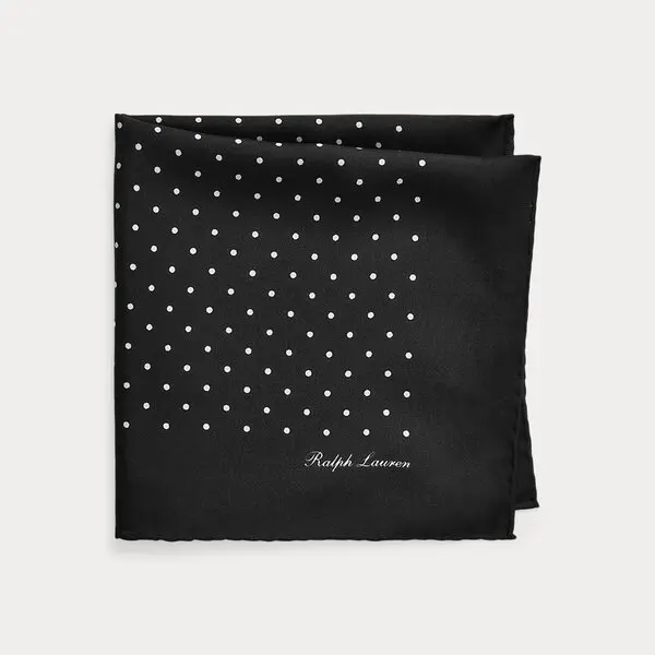 Ralph Lauren Polka-dot Silk Foulard Pocket Square - Black