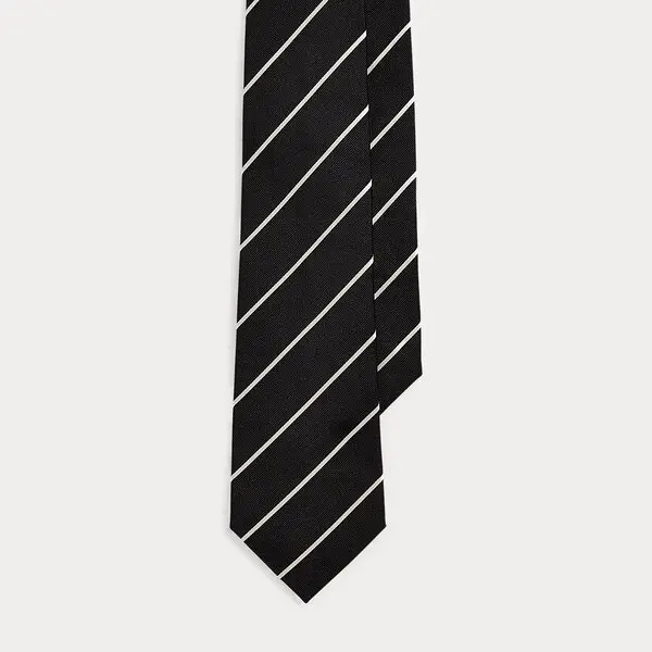 Ralph Lauren Striped Silk Faille Neck Tie - Black