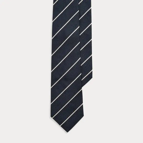 Ralph Lauren Striped Silk Faille Neck Tie - Navy