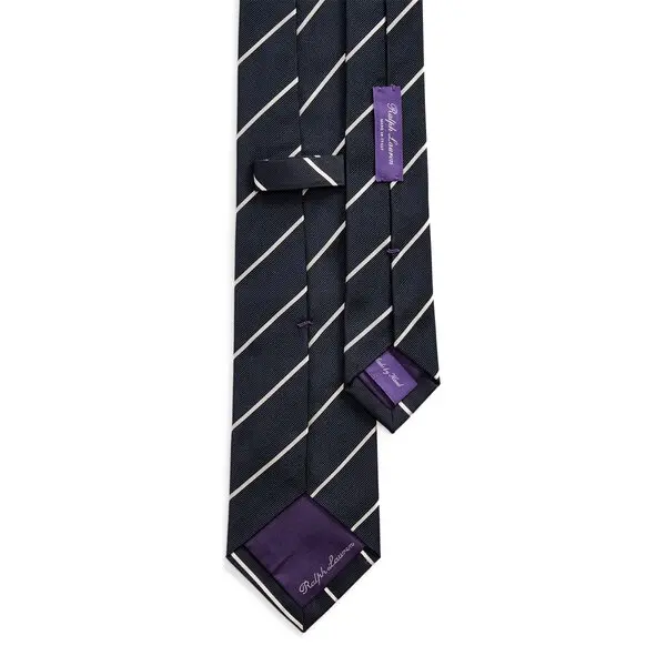 Ralph Lauren Striped Silk Faille Neck Tie - Navy