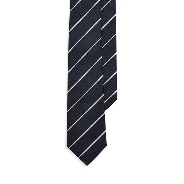 Ralph Lauren Striped Silk Faille Neck Tie - Navy