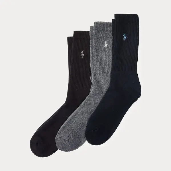 Ralph Lauren Crew Socks 3 Pack - Black/heather/navy