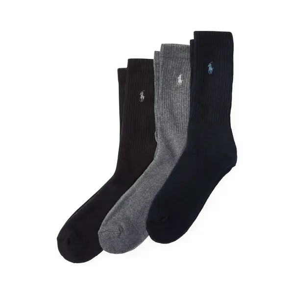 Ralph Lauren Crew Socks 3 Pack - Black/heather/navy