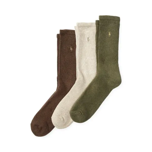 Ralph Lauren Crew Socks 3 Pack - Olive Assorted