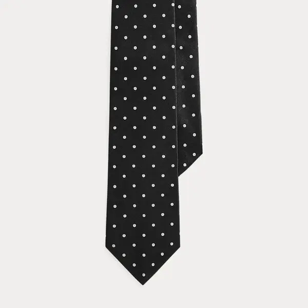 Ralph Lauren Polka-dot Silk Satin Neck Tie - Black