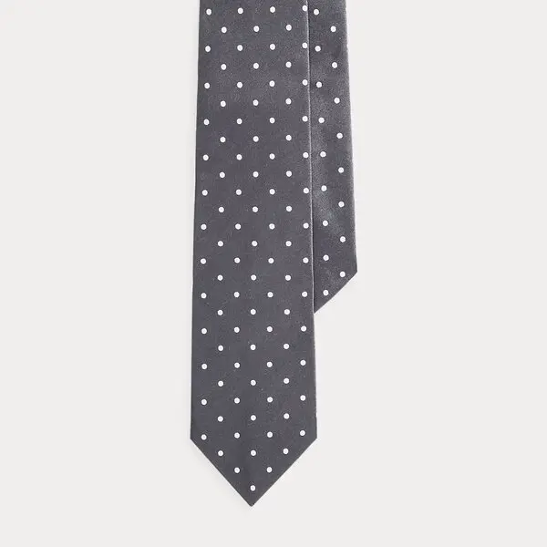 Ralph Lauren Polka-dot Silk Satin Neck Tie - Dark Grey