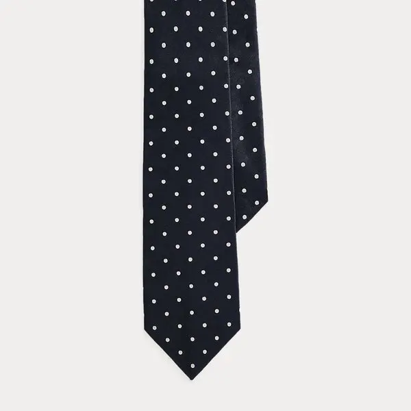 Ralph Lauren Polka-dot Silk Satin Neck Tie - Dark Navy