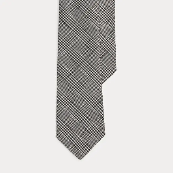 Ralph Lauren Glen Plaid Silk Neck Tie - Black/cream